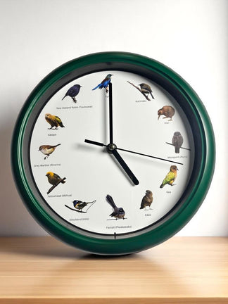 New Zealand Singing Bird 25cm Wall Clock - 12 Authentic Bird Calls ...