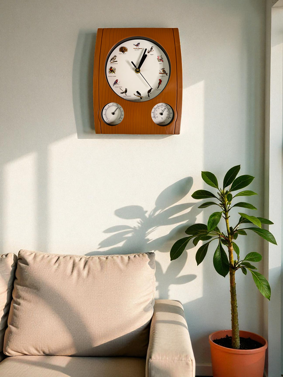 Australian Bird Song 20cm Clock – 12 Hourly Calls Humidity & Temperatu ...